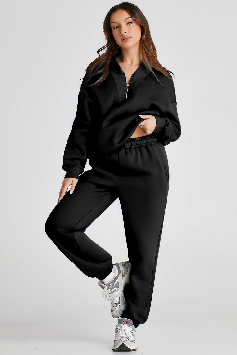 Zena Quarter Zip Top & Jogger Pant Activewear Lounge Set. S-2XL – Rezortly