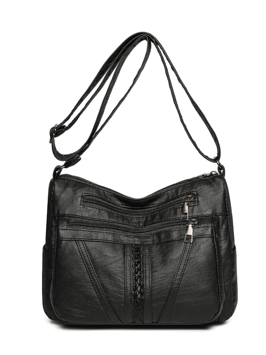 Emery Woven Trim Vegan Leather Crossbody Bag | Boho Chic Bag – Rezortly
