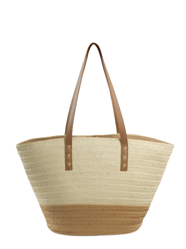 Sienna Two Tone Straw Tote Beach Bag – Rezortly