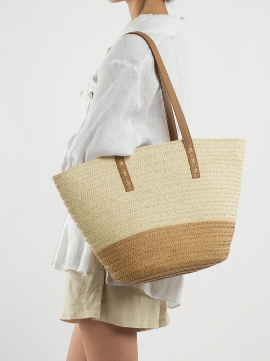 Sienna Two Tone Straw Tote Beach Bag – Rezortly